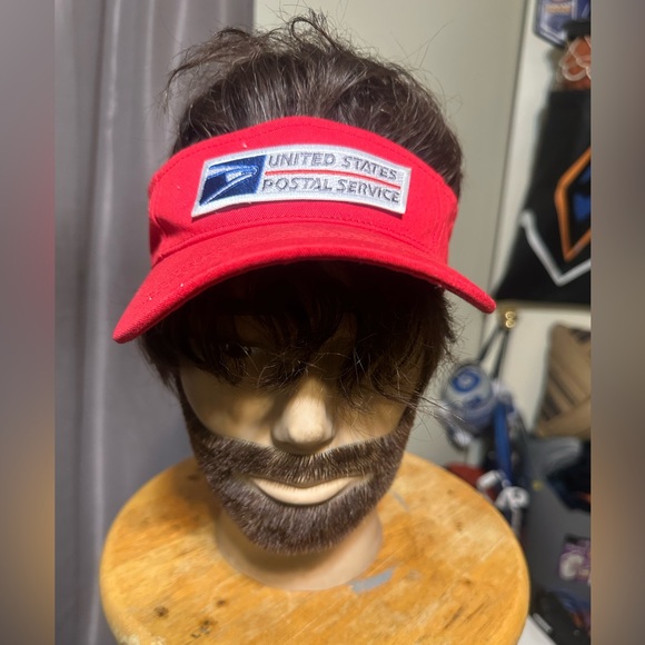Accessories | Vintage Usps Mailman Cherry Red Sun Visor Hat 9s | Poshmark